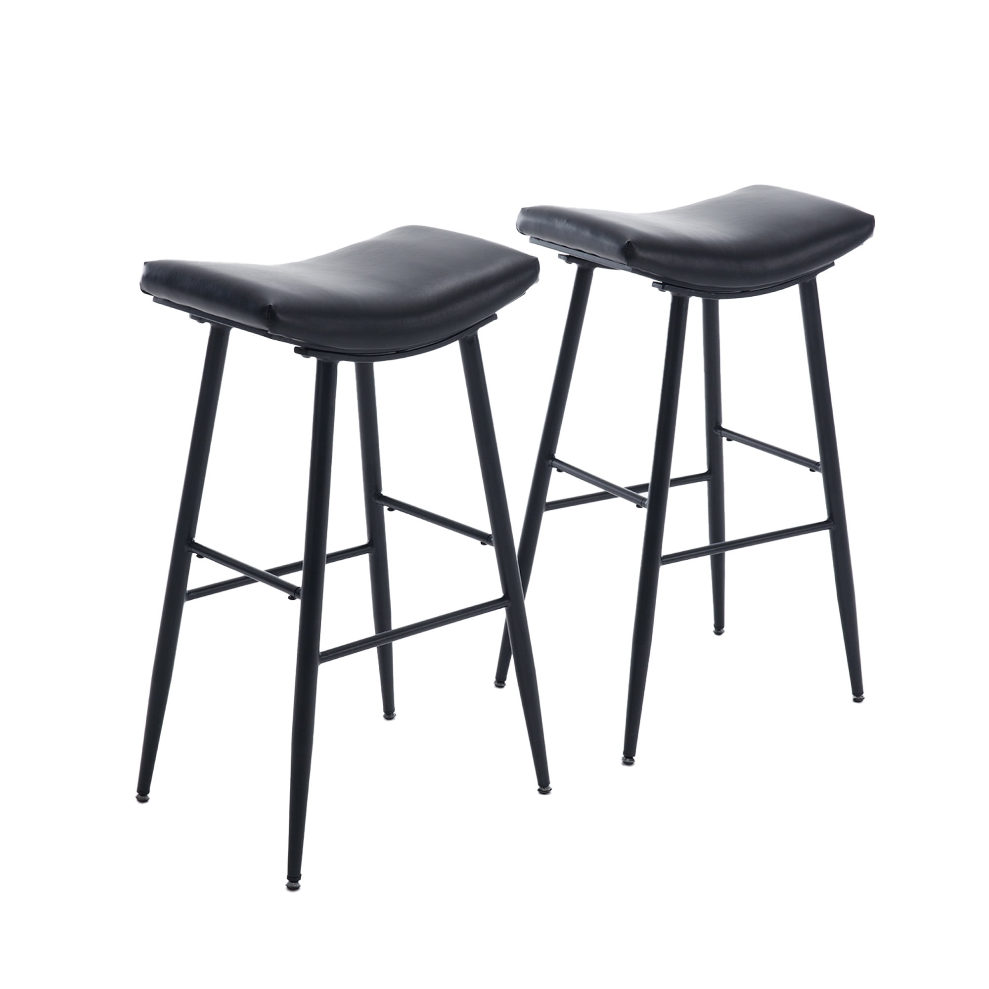 Tufted Upholstered Counter Height Bar Stools Without Back, Metal Legs ...