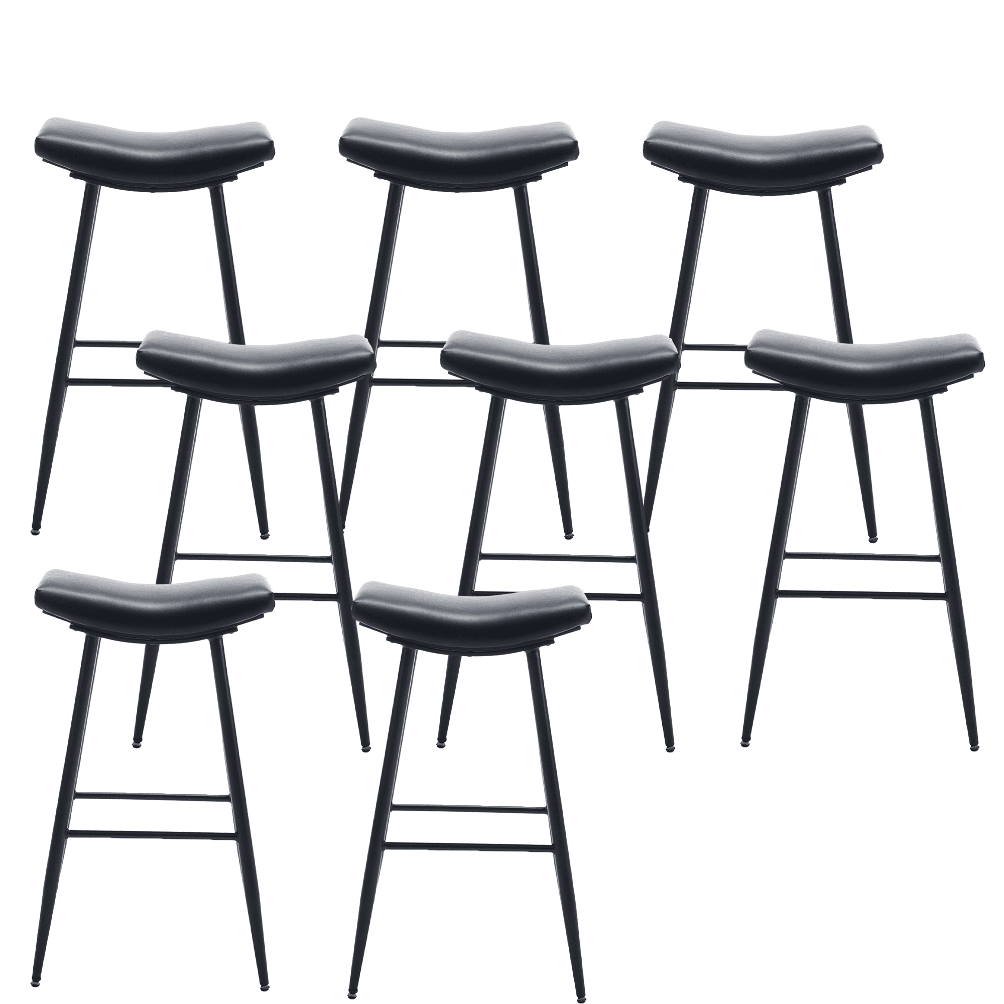 Tufted Upholstered Counter Height Bar Stools Without Back, Metal Legs ...