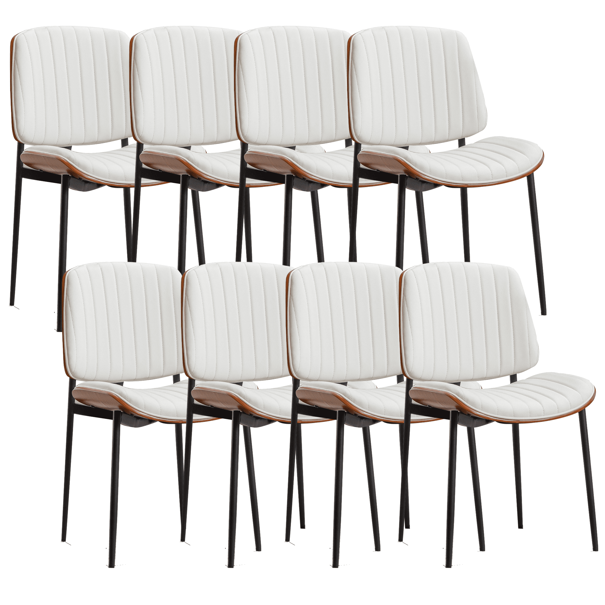 Tufted Upholstered Dining Chair with Black Metal Legs and Back, Faux ...