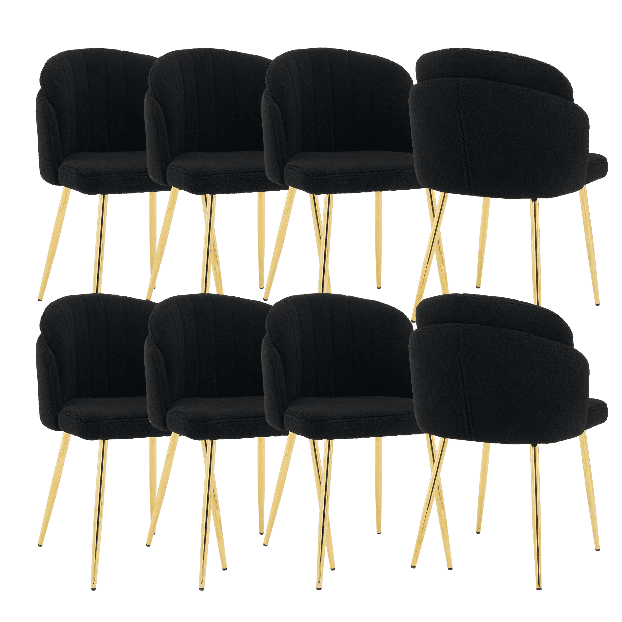 Tufted Upholstered Dressing Chair with Golden Metal Legs and Back ...