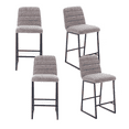Tufted Upholstered Low Bar Stools with Black Metal Legs and Back, Mid ...