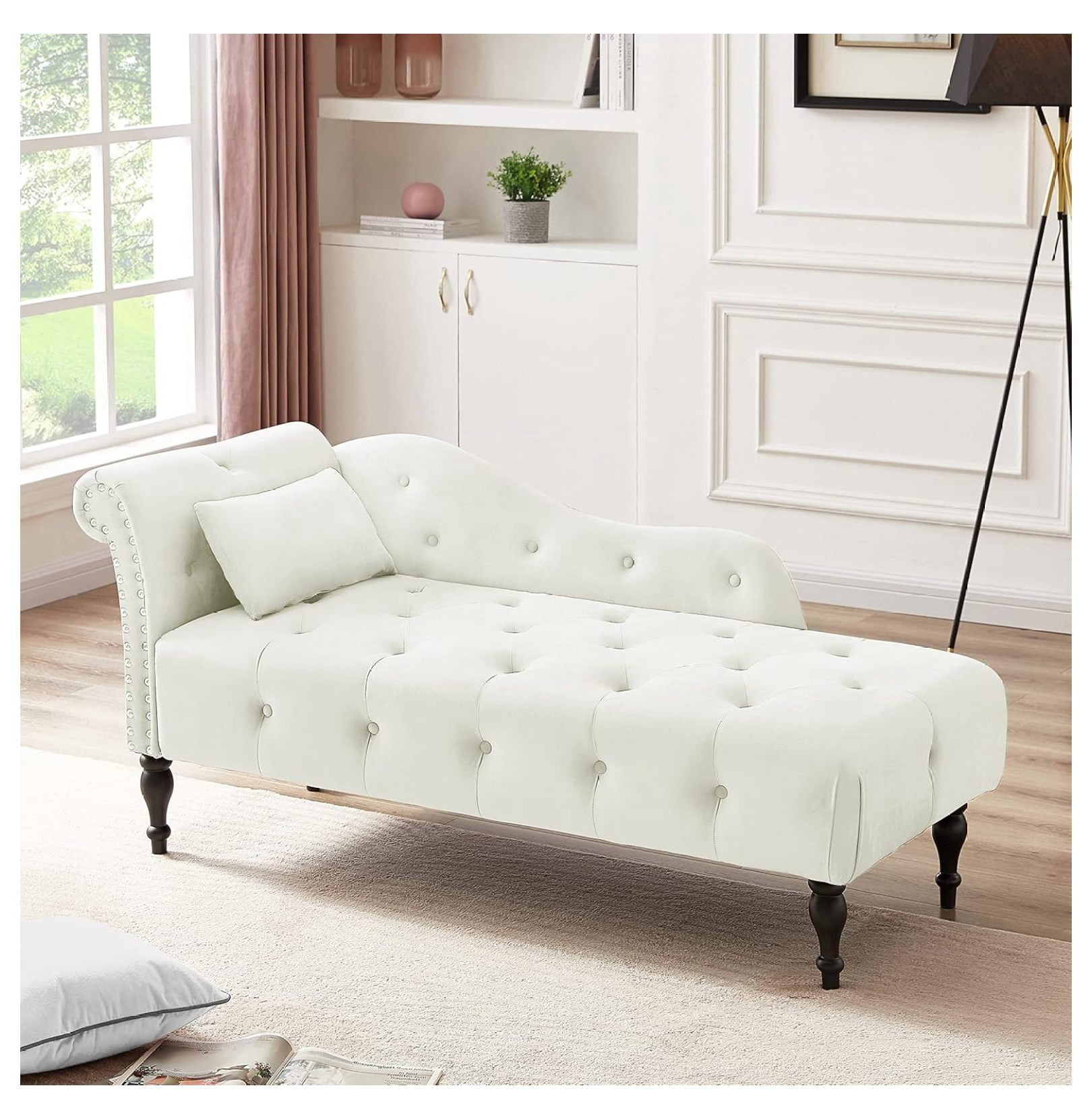 Tufted Upholstered Rolled Arm Chaise Lounges Indoor Chair, Right Arm ...