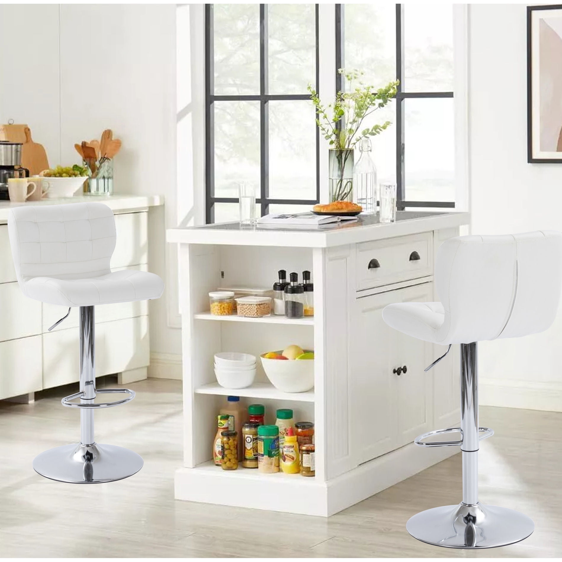 Tufted Wingback Design + 360° Swivel & Height Adjustment”-“Kitchen ...