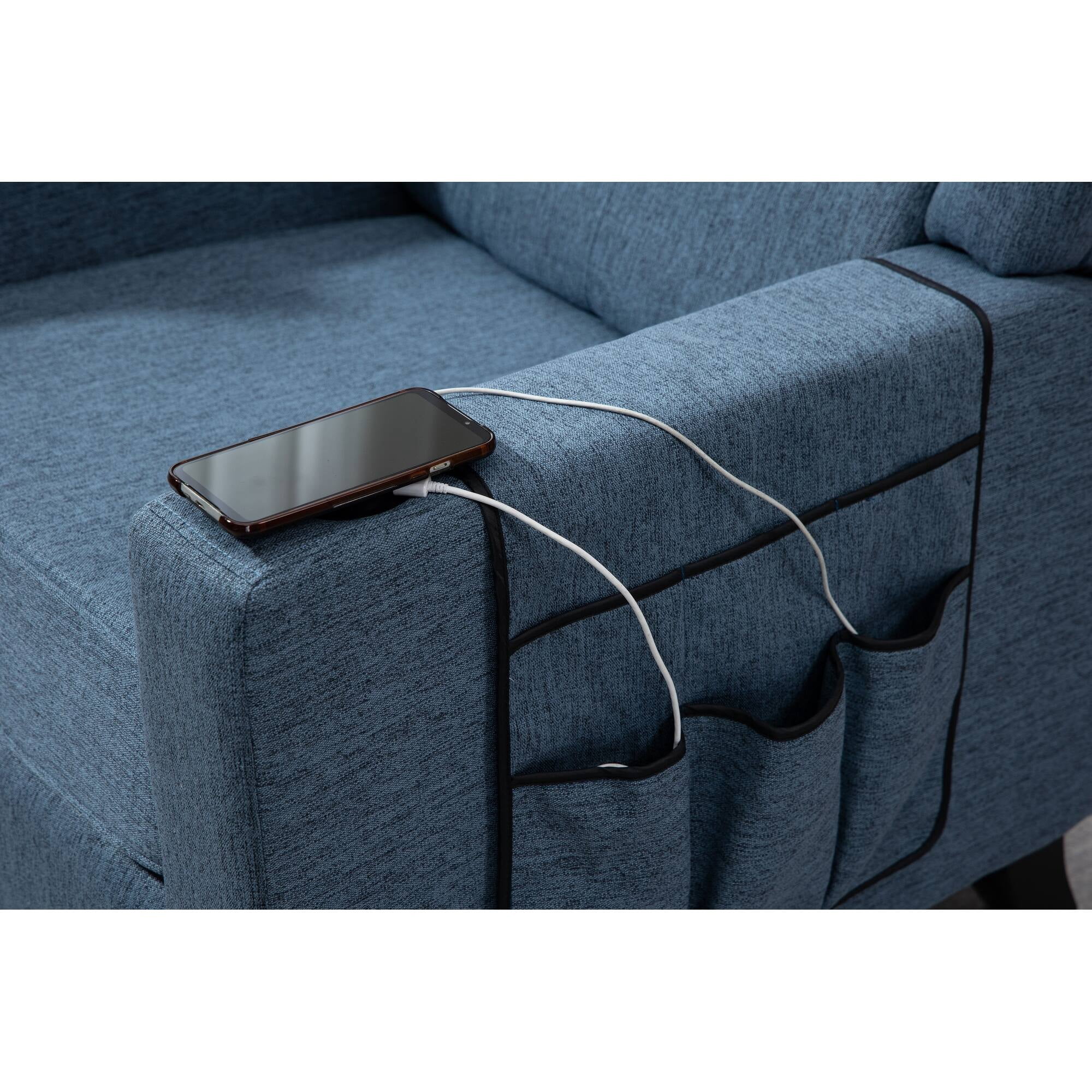 Tufted Wingback Recliner for Living Room Navy Blue - Walmart.com