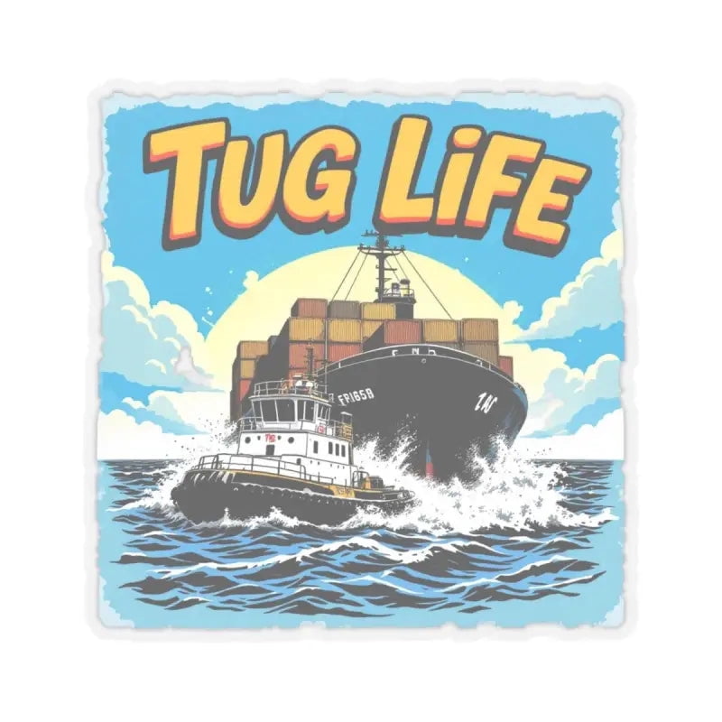 Tug Life Sticker Featuring Tugboat Assisting Container Ship - Walmart.com