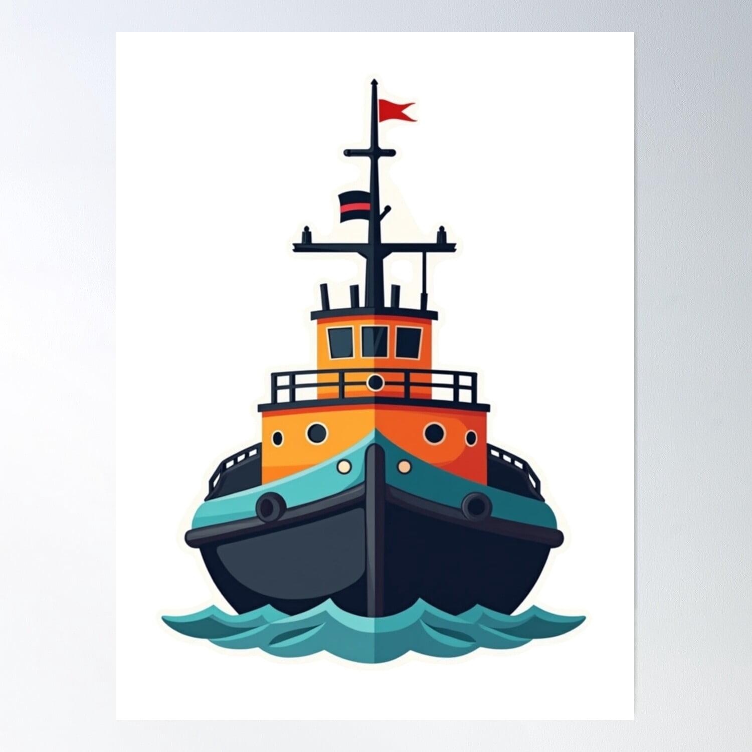 Tugboat Print Minimalist Wall Art For Kids Poster Wall Art, Modern Wall ...