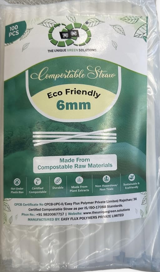 Tugs Compostable and Biodegradable PLA Straws 20 cms (8 inch) Lenght 6 ...