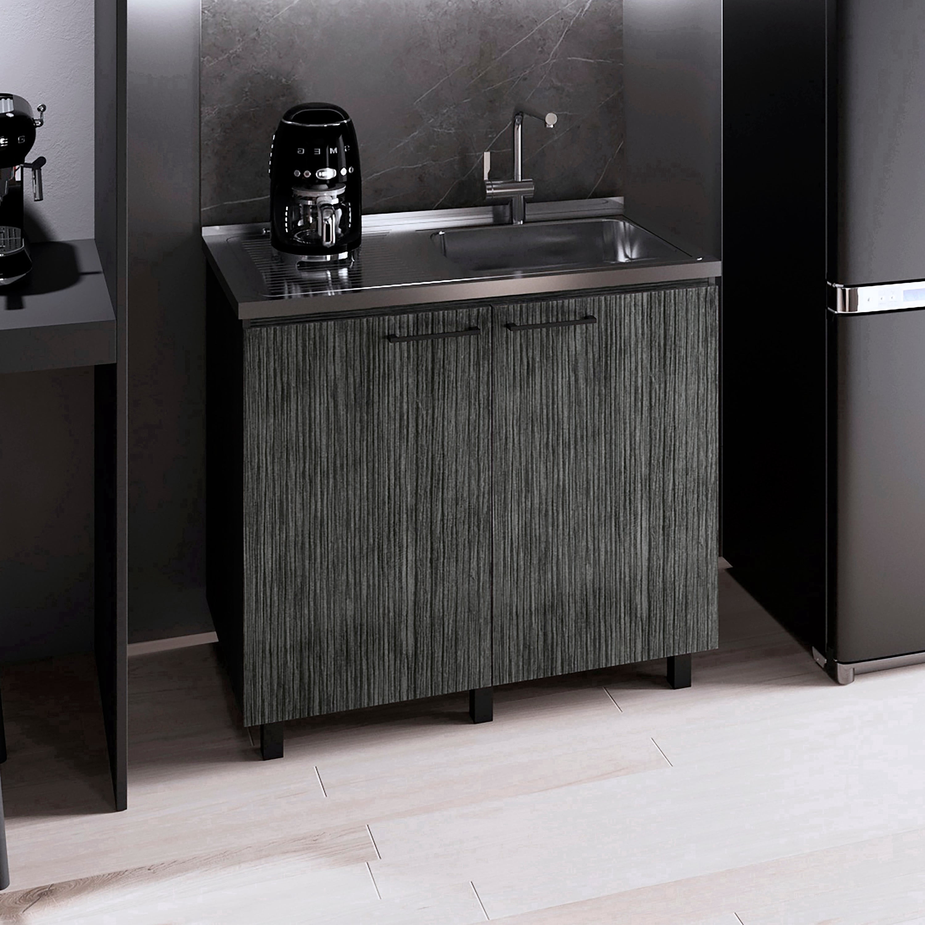 Tuhome Napoles Utility Sink with Cabinet, Stainless Steel Countertop ...