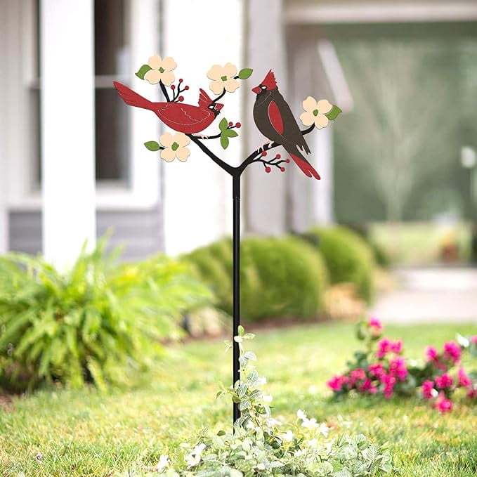 Tuitessine Cardinal Decor Spring Red Cardinals Yard Sign Stake Metal ...