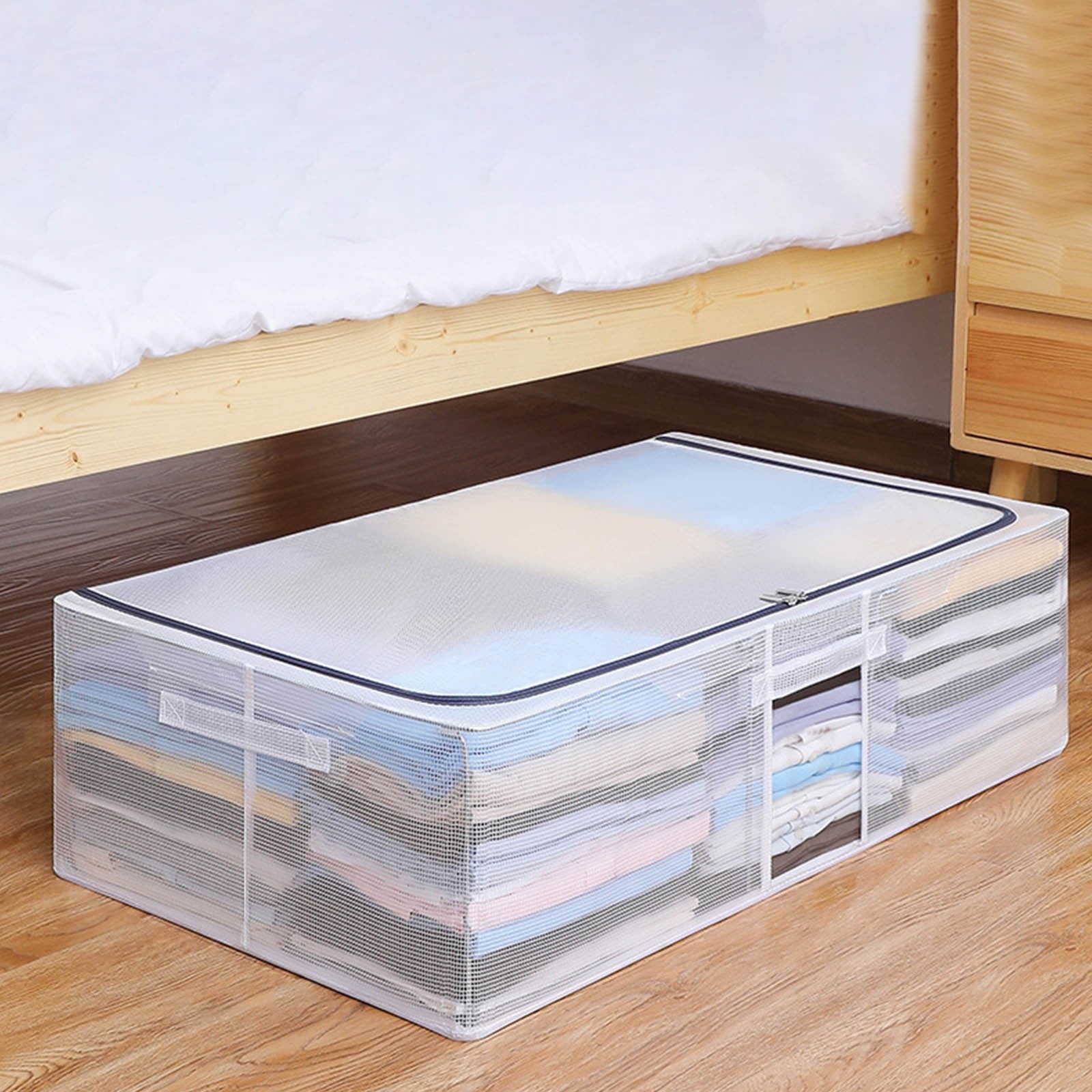 Tuitoonm Under Bed Storage Containers Clear Sturdy Foldable Clothes ...