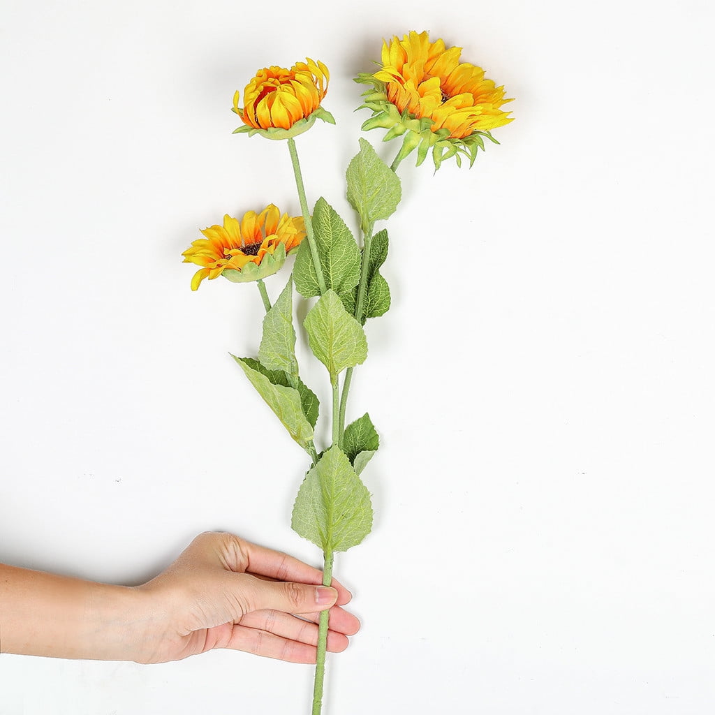 Tuitoonm Sunflower Flower Artificial Yellow Silk Flowers Vase Bouquet ...