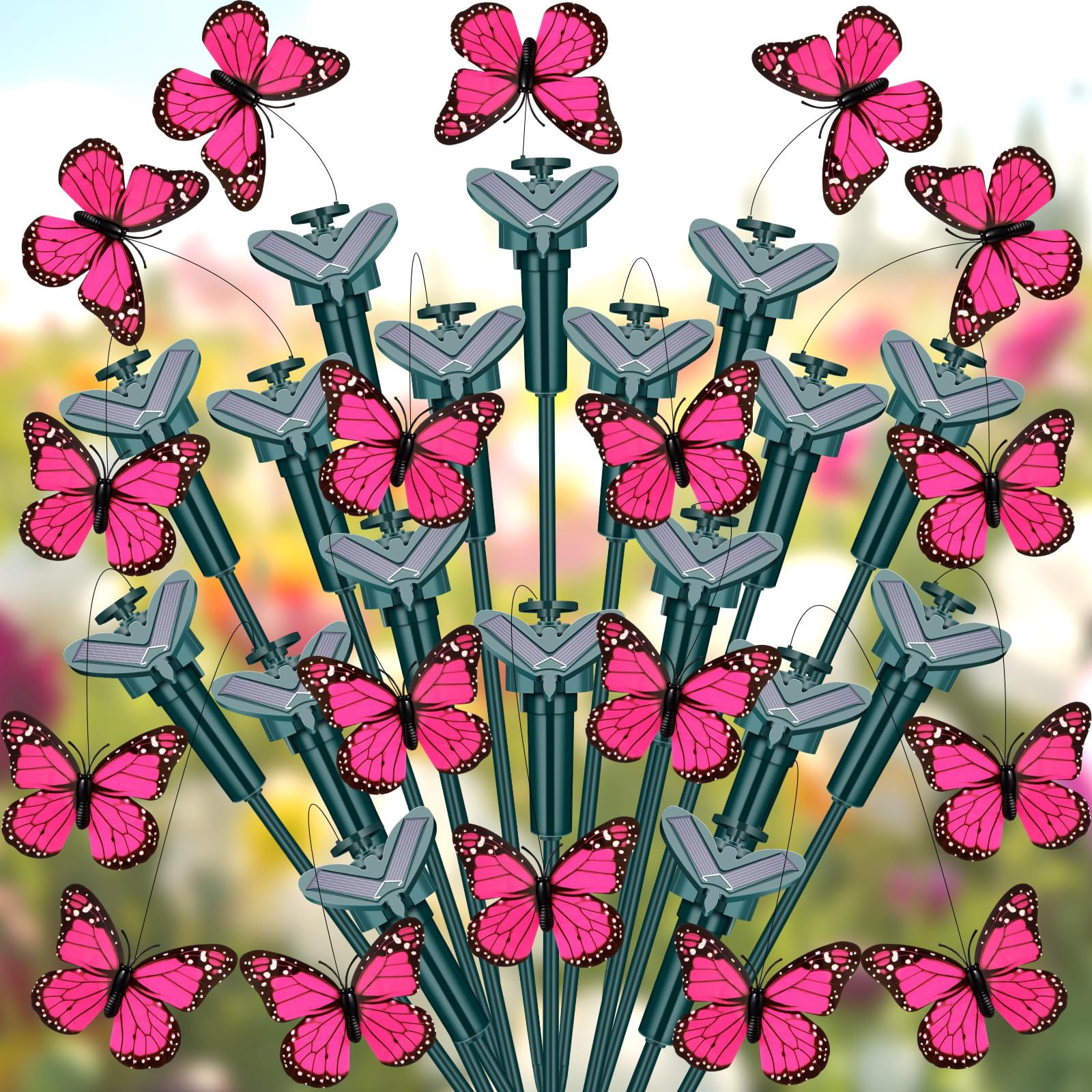 Tujoe Butterfly Garden Stakes Decorative, Solar Moving Fluttering ...