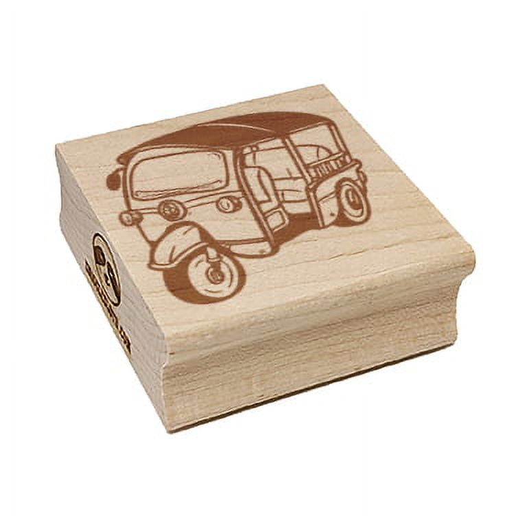 Tuk-Tuk Auto Rickshaw Thailand Asian Taxi Square Rubber Stamp Stamping ...