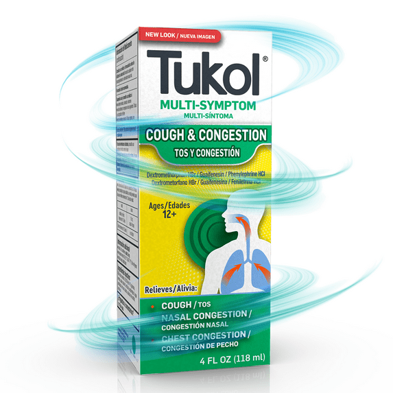 Tukol Cough & Congestion, Nasal Decongestant, Multi-Symptom Cold Relief ...