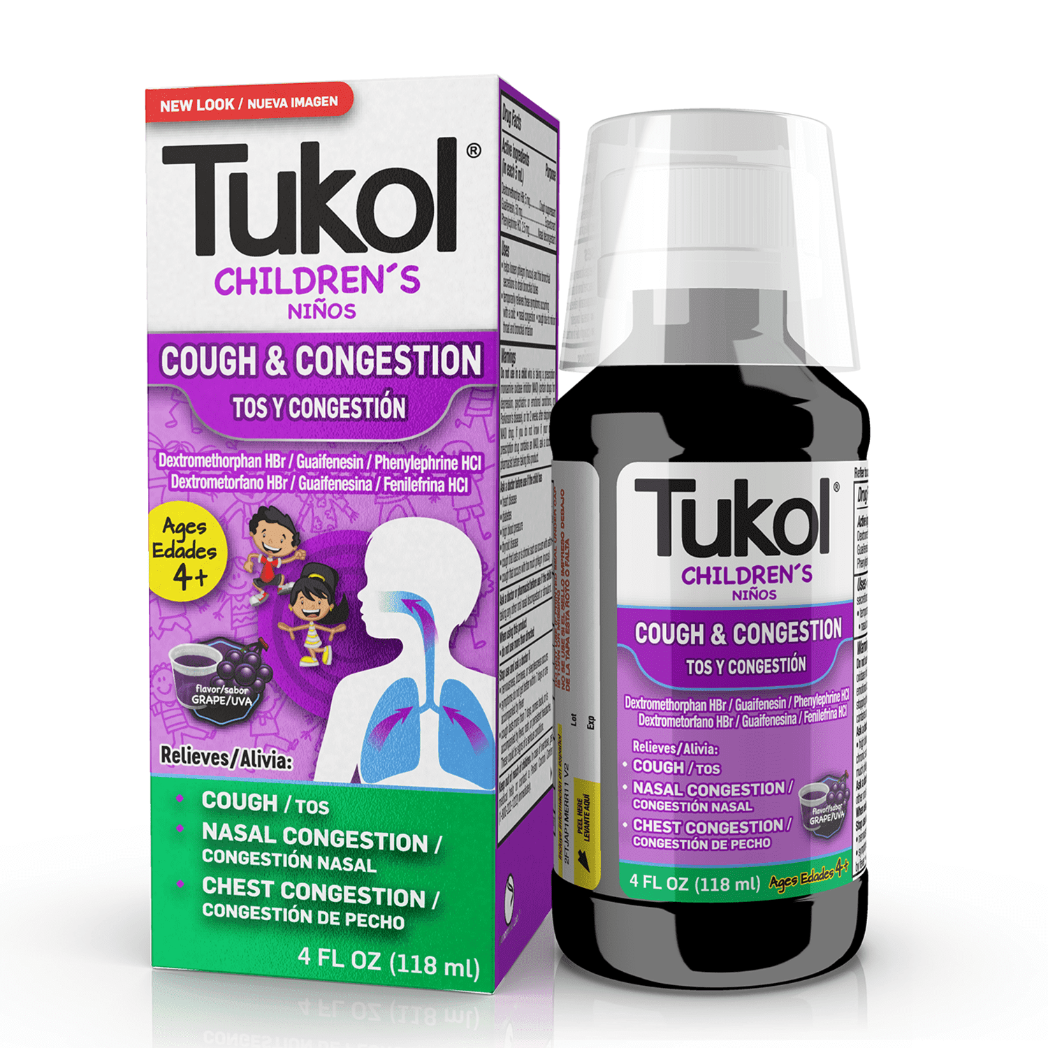 Tukol Grape, Kids' 4-12 Cough & Congestion Relief, Syrup Medicine, 4 fl ...