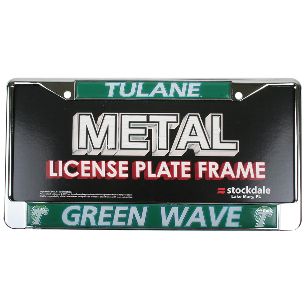 Tulane Green Wave Metal License Plate Frame W/domed Insert - Walmart.com