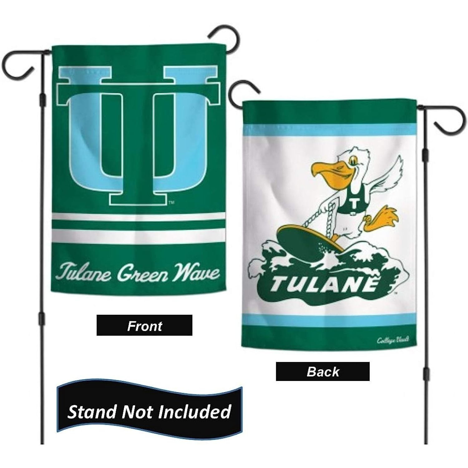 Tulane Greenwave 12.5” x 18" Double Sided Yard and Garden College ...