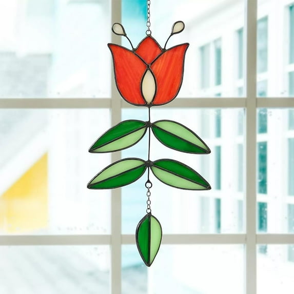 Tulip Acrylic Hanging Suncatchers with Plastic Adhesive Hook Iron Chain ...