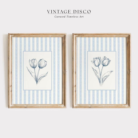 Tulip And Hydrangea Sketch French Country Cottage Wall Art Print ...