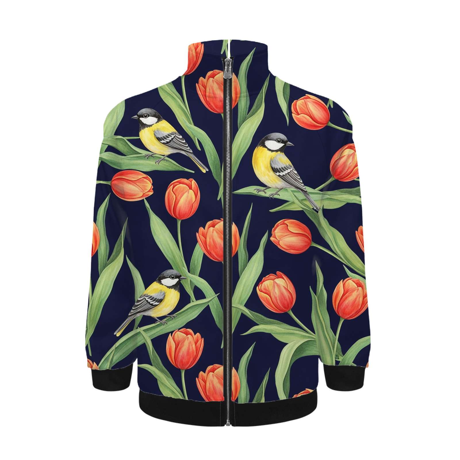 Tulip Bird Garden Print Jacket Men's Street Cool Long Sleeves Coat ...