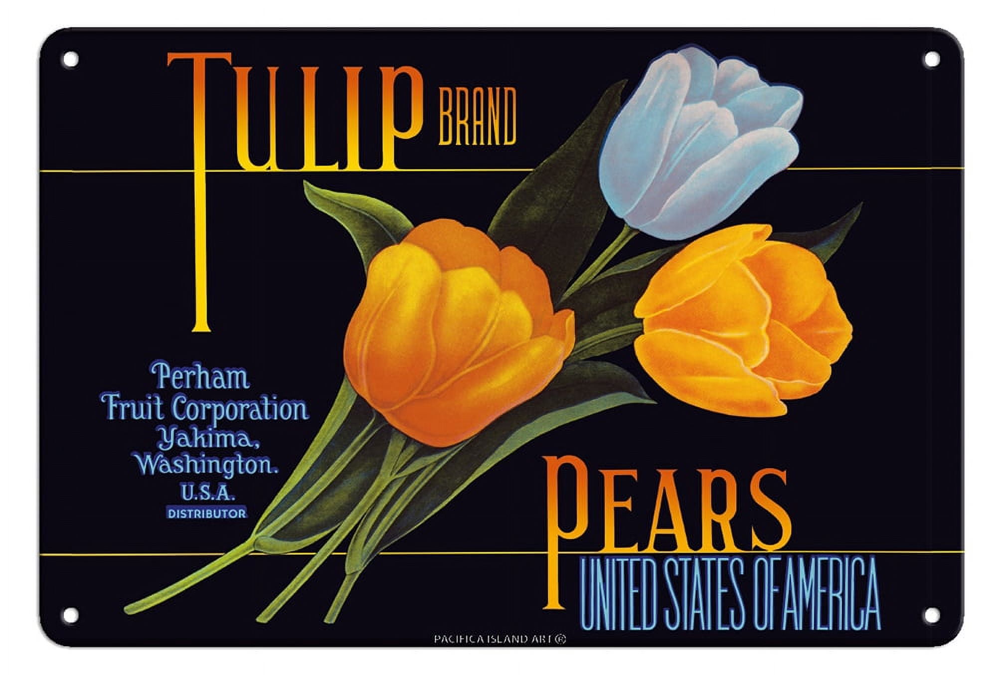 Tulip Brand Pears - Vintage Fruit Crate Label c.1950s - 8 x 12 inch ...