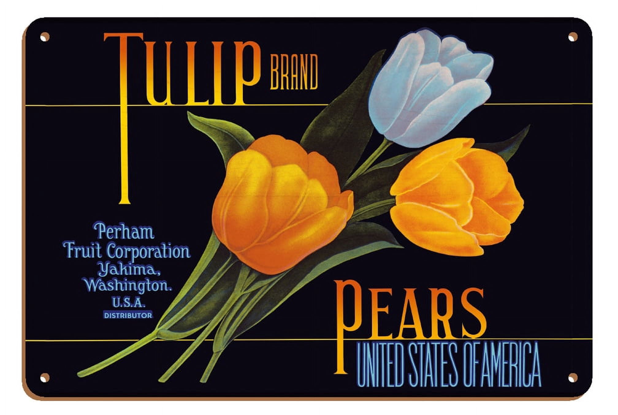 Tulip Brand Pears - Vintage Fruit Crate Label c.1950s - 8 x 12 inch ...