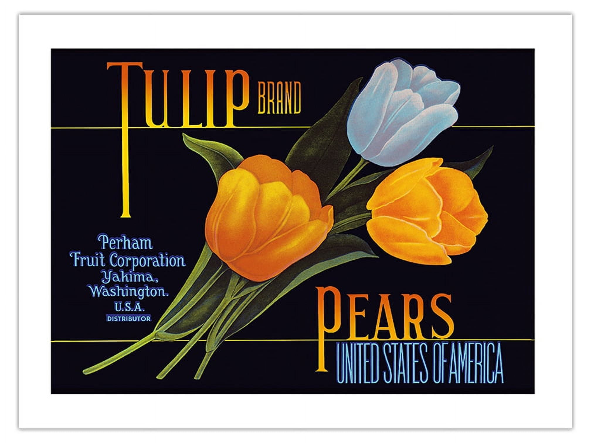 Tulip Brand Pears - Vintage Fruit Crate Label c.1950s - Fine Art Matte ...