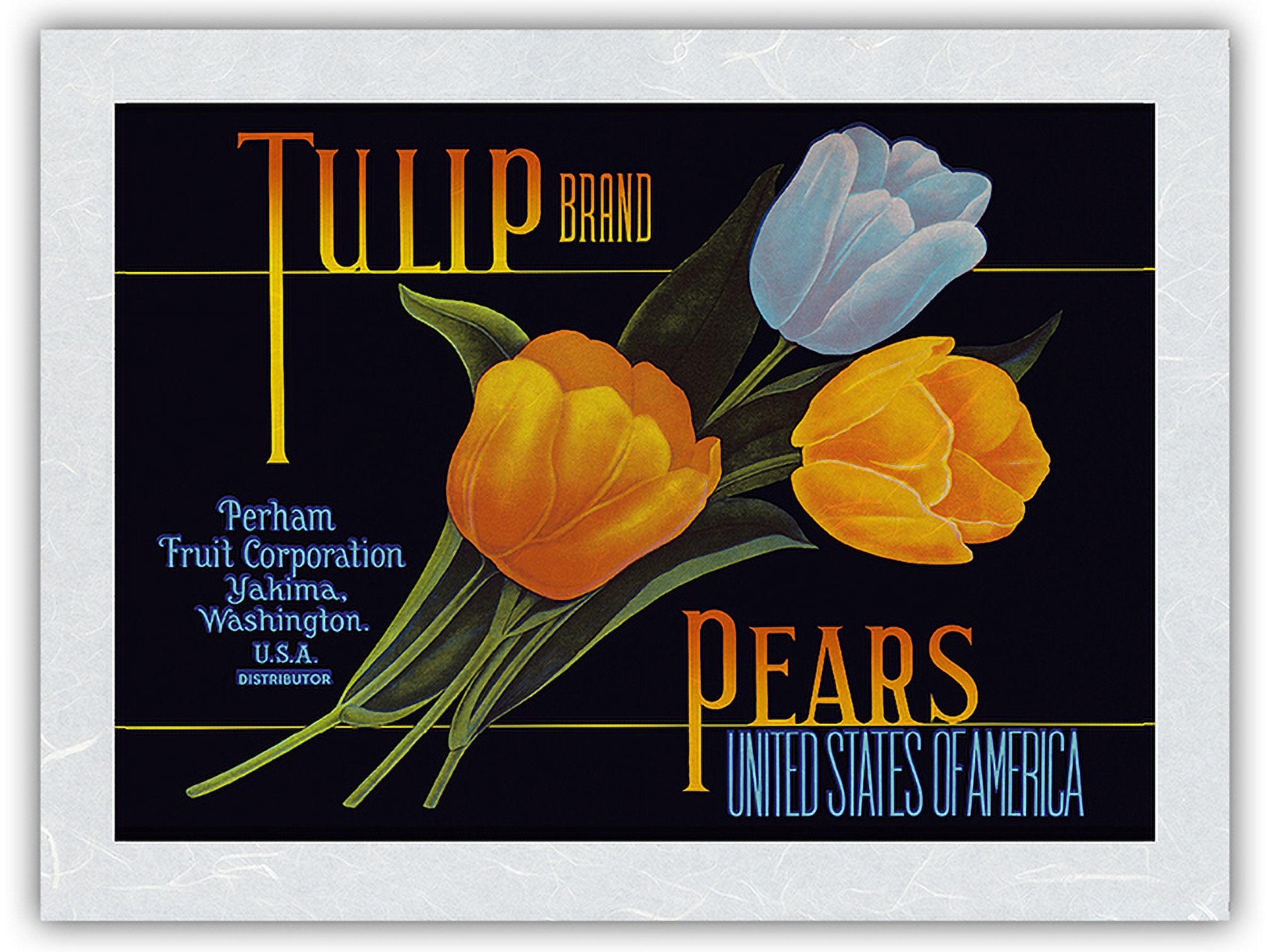 Tulip Brand Pears - Vintage Fruit Crate Label c.1950s - Japanese Unryu ...