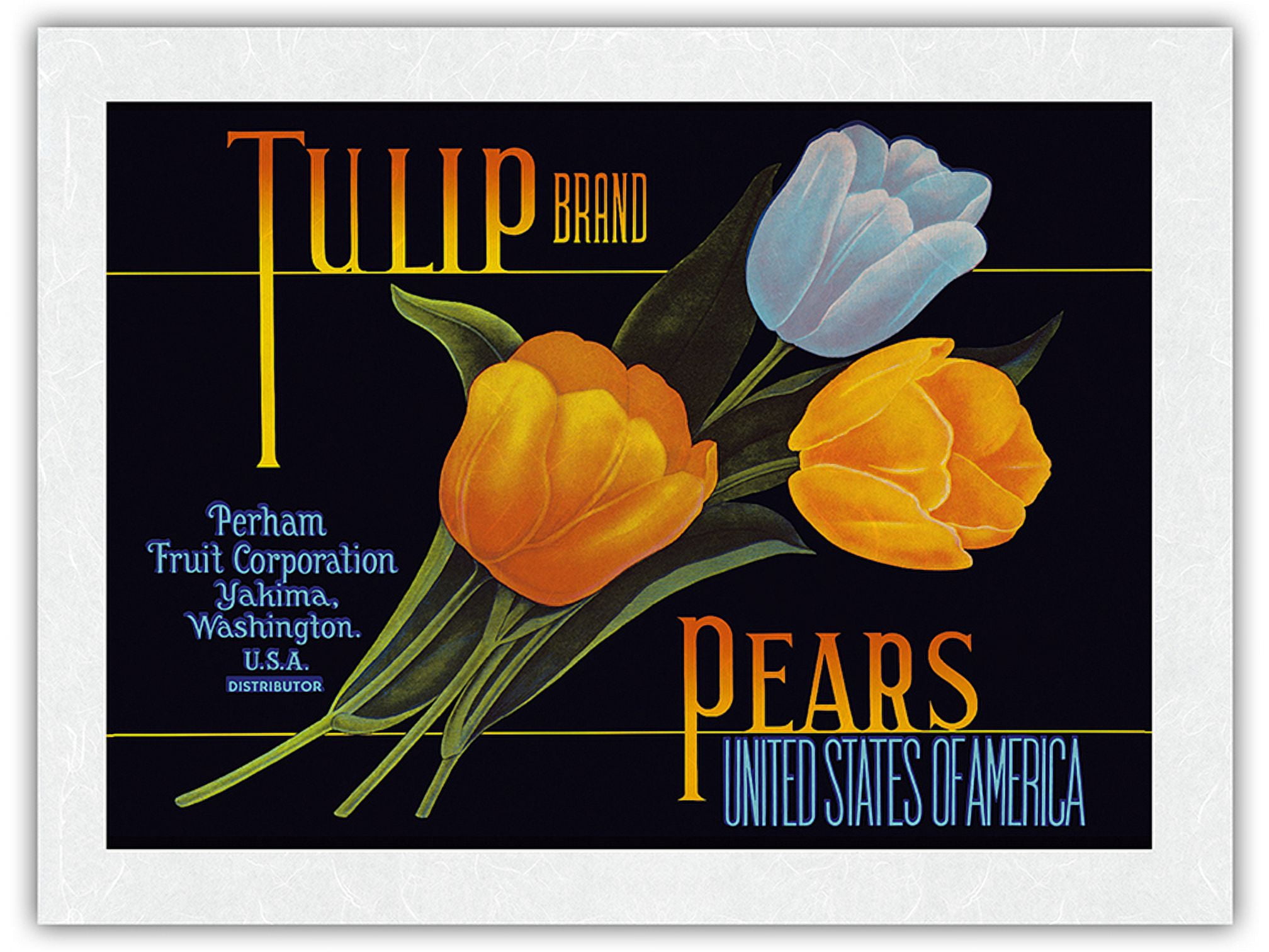 Tulip Brand Pears - Vintage Fruit Crate Label c.1950s - Japanese Unryu ...