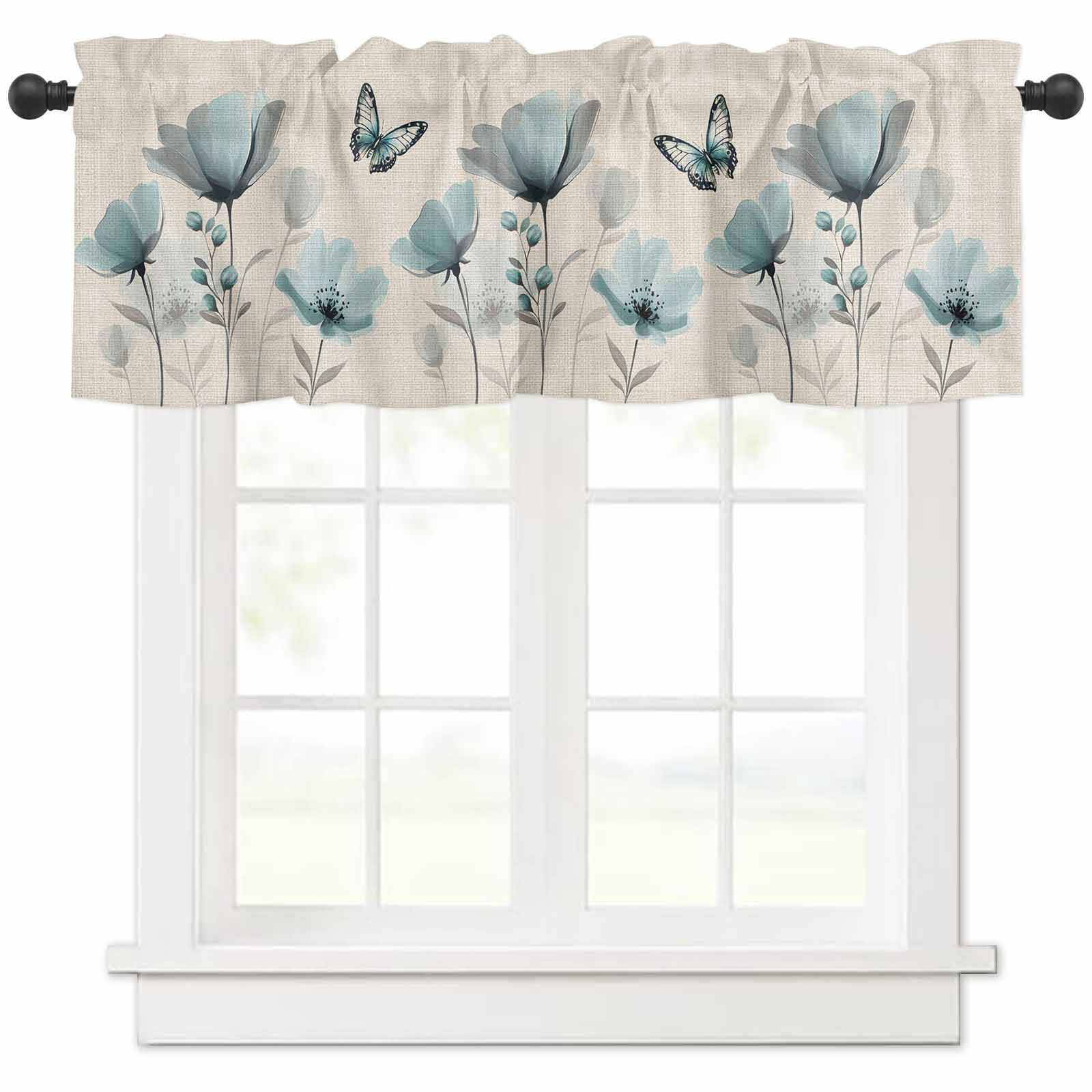 Tulip Butterfly Valances for Windows Farmhouse Kitchen Curtains ...