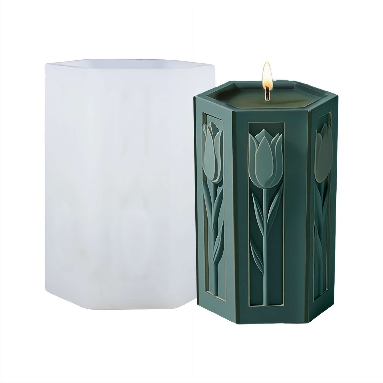 Tulip Candle Soap Molds, 3D Silicone Tulip Flower Pillar Candle Mold ...