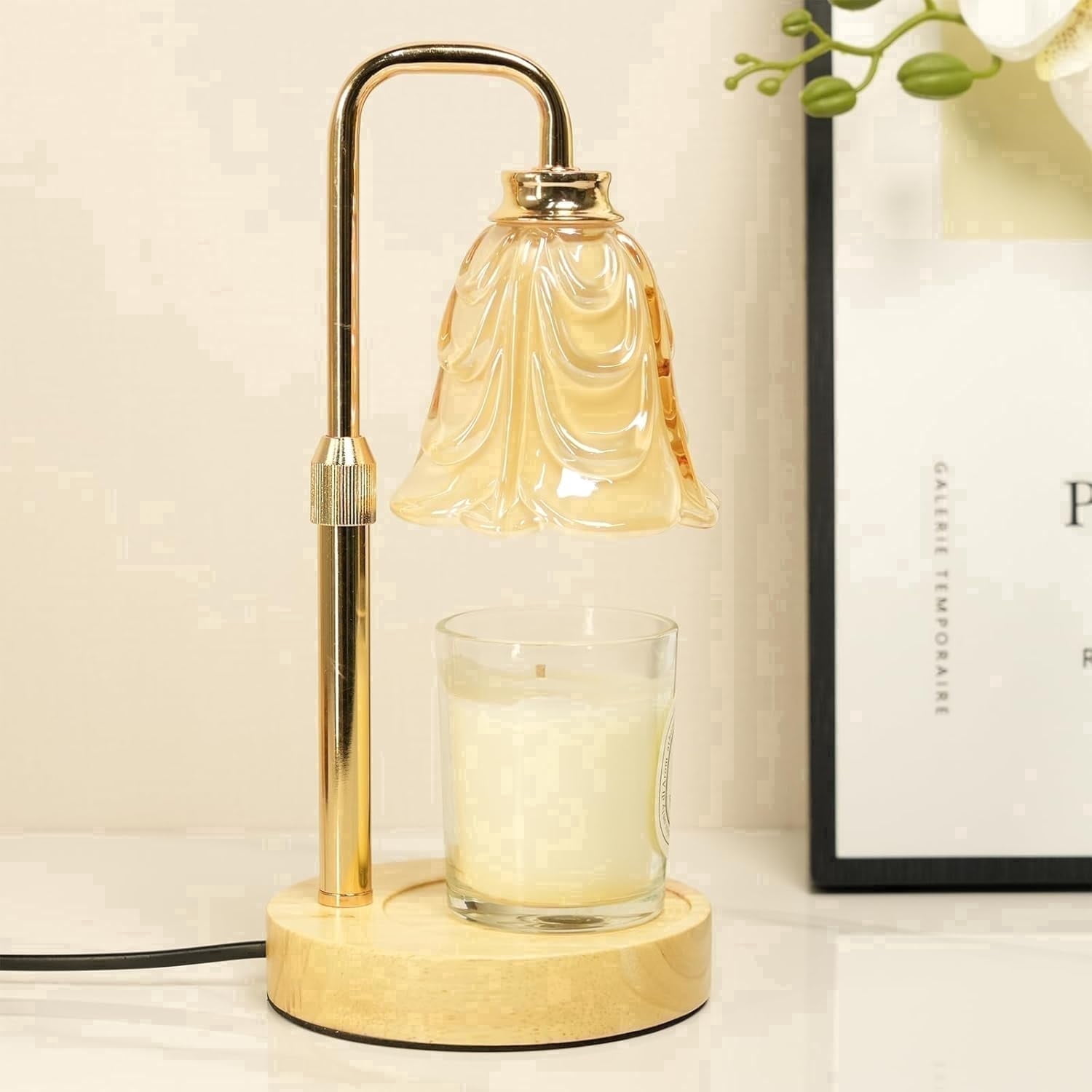 HomWamee Adjustable Height Candle Warmer Lamp, Dimmable with Timer ...