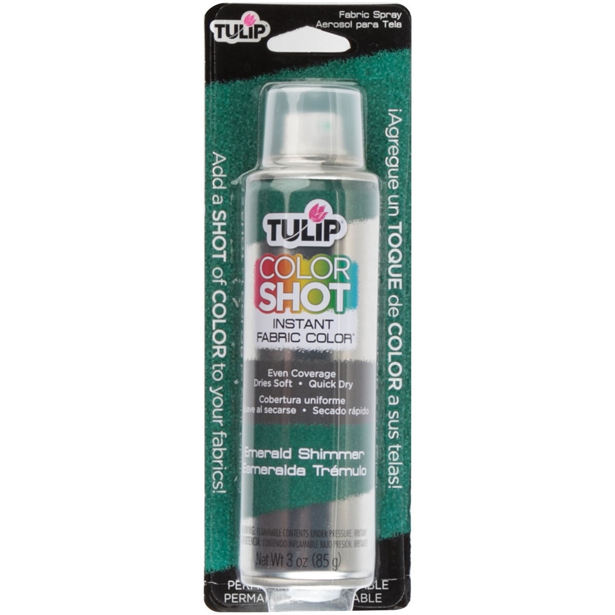 Tulip Color Shot Instant Fabric Color Spray 3oz-Emerald Shimmer ...