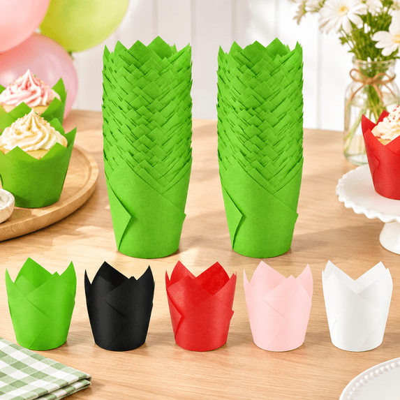 Tulip Cupcake Liners 100-Count Baking Cups, Paper, Disposable, Green ...