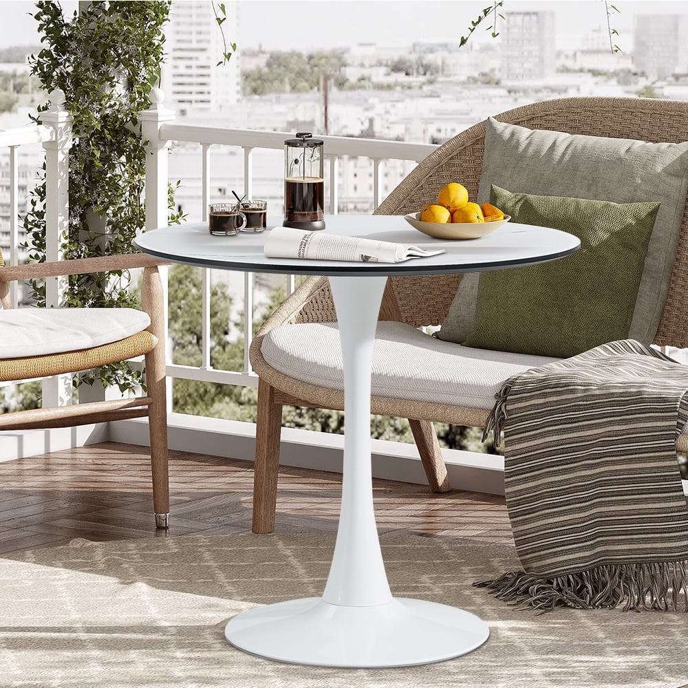 Tulip Dining Table, 31.5" Round Coffee Table, Mid-Century Gray Table ...