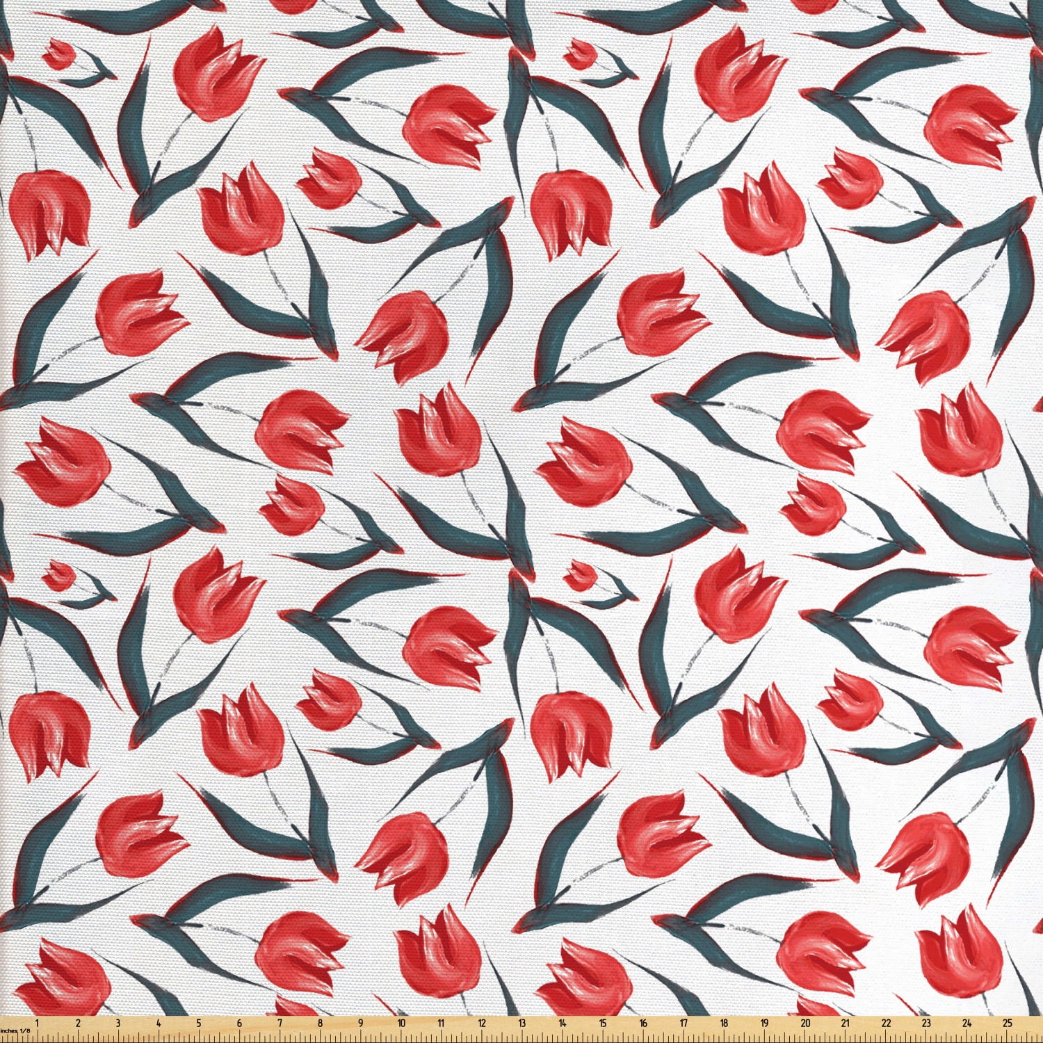 Ambesonne Floral Fabric by the Yard Upholstery, Vintage Inspired Tulips ...