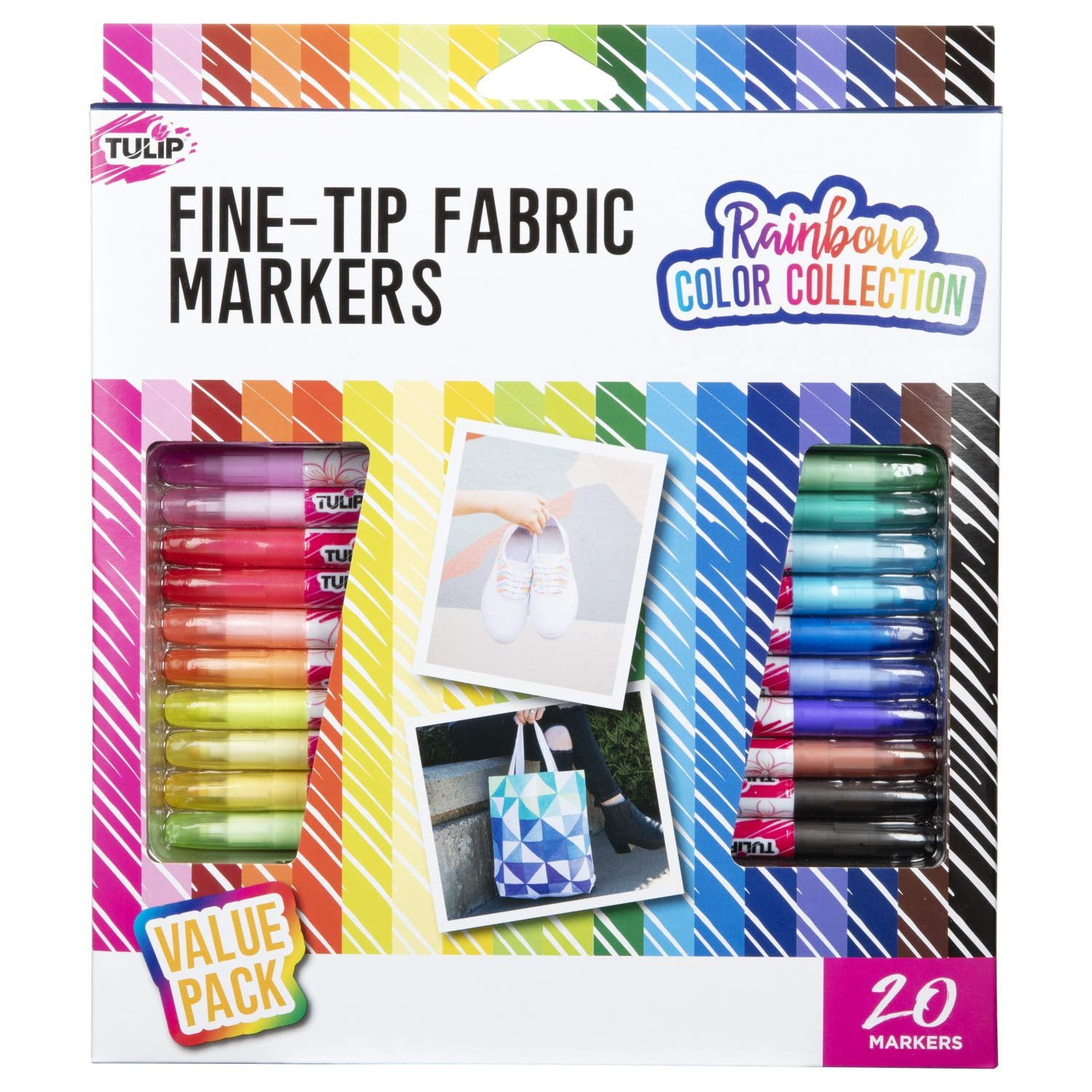 Tulip Fashion Markers 45097 Mrkt Multi Fine Tip 20Pk Rainbow Color ...
