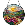 Tulip Field Windmill Sunset Stained Glass Suncatcher – Window Decor ...