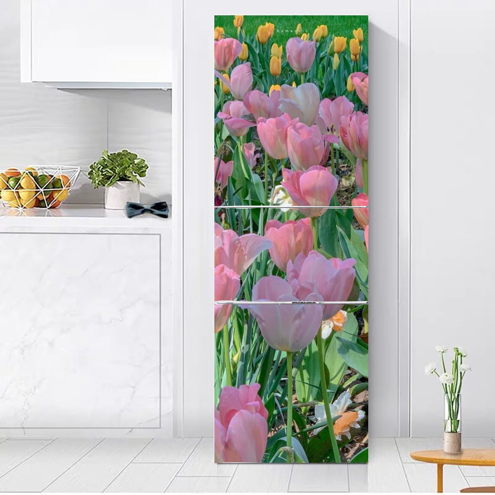 Tulip Flower Pattern Self-adhesive Fridge Sticker rative Pattern ...