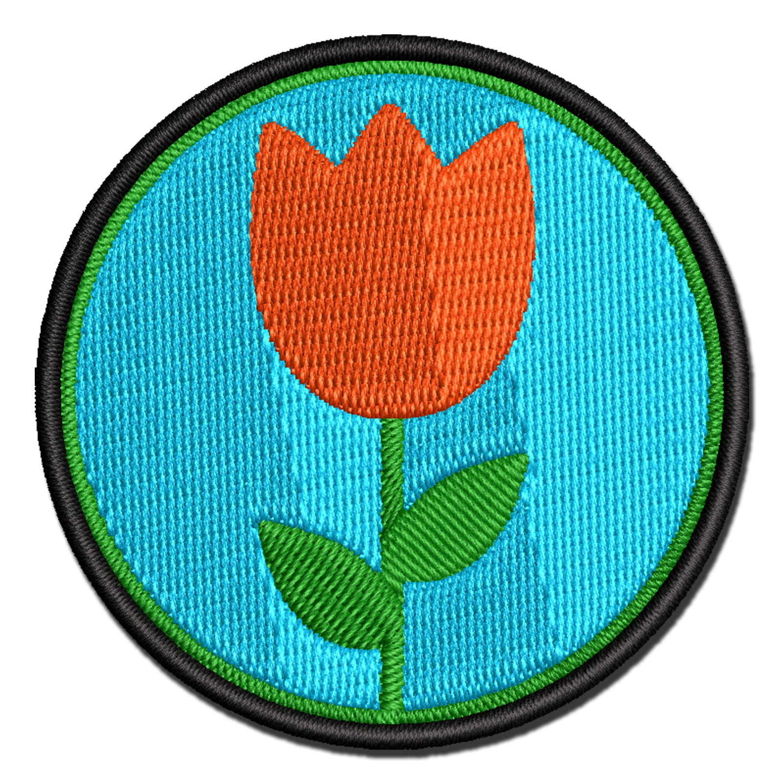 Tulip Flower in Circle Applique Multi-Color Embroidered Hook & Loop ...