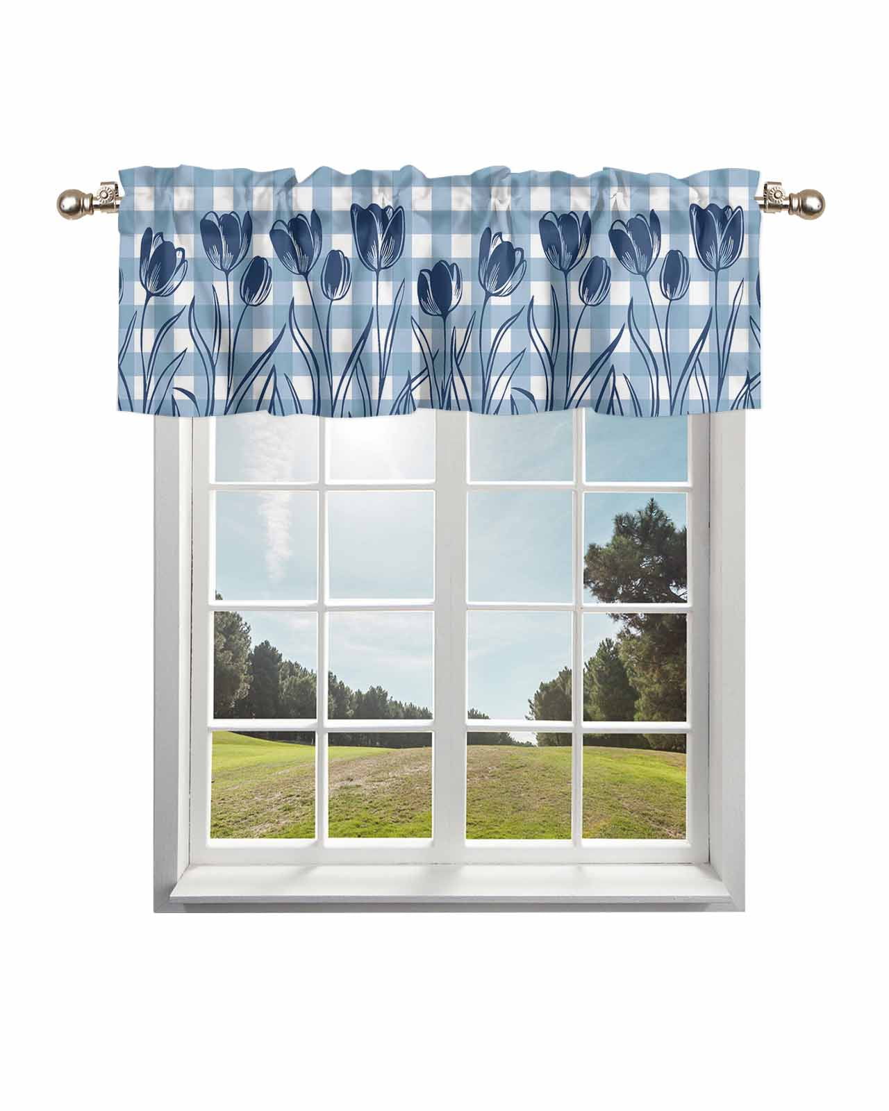 Tulip Flowers Curtain Valance for Windows/Living Room/Kitchen/Bathroom ...