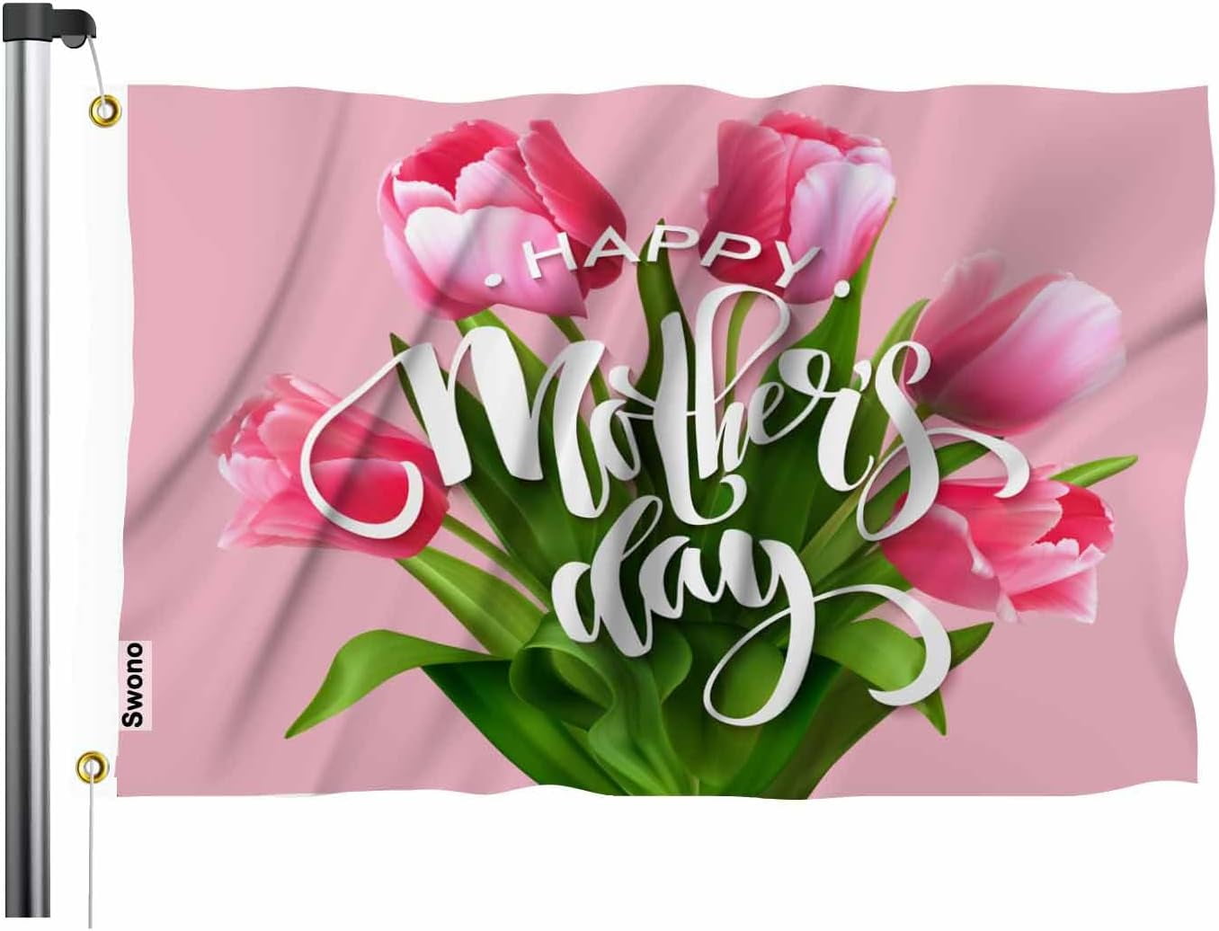 Tulip Flowers Flag Pink Blooming Flower Happy Mother's Day Flag Big ...