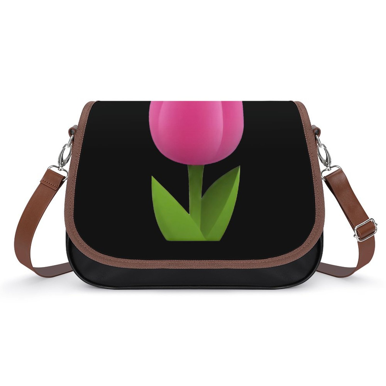 Tulip Flowers Pattern Pu Leather Shoulder Bag Essential For Daily ...