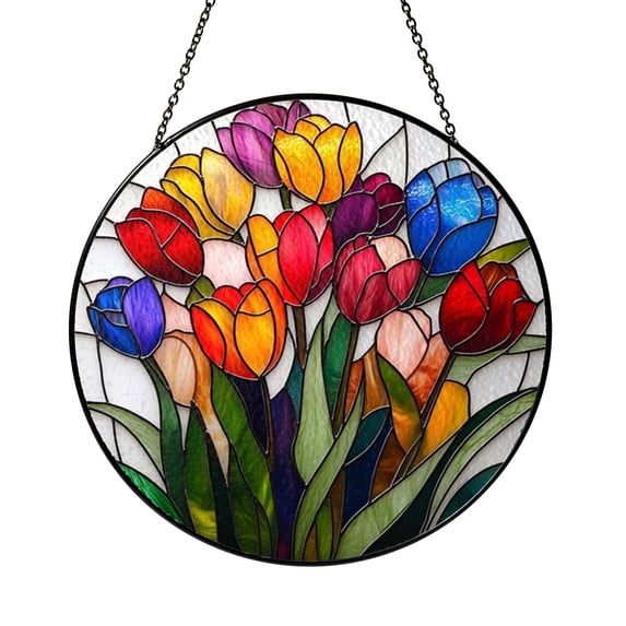 Tulip Garden Window Art – Stained Glass Style - Walmart.com