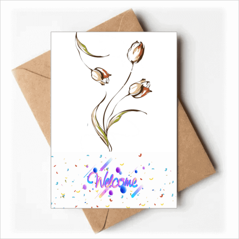 Tulip Hand Painted Flower Welcome Back Greeting Cards Envelopes Blank ...