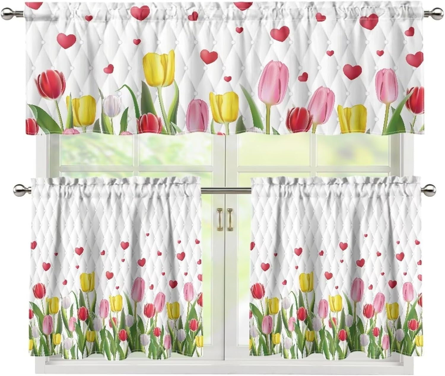 Tulip Kitchen Curtain Valance and Tiers Set Lightproof Kitchen Window ...