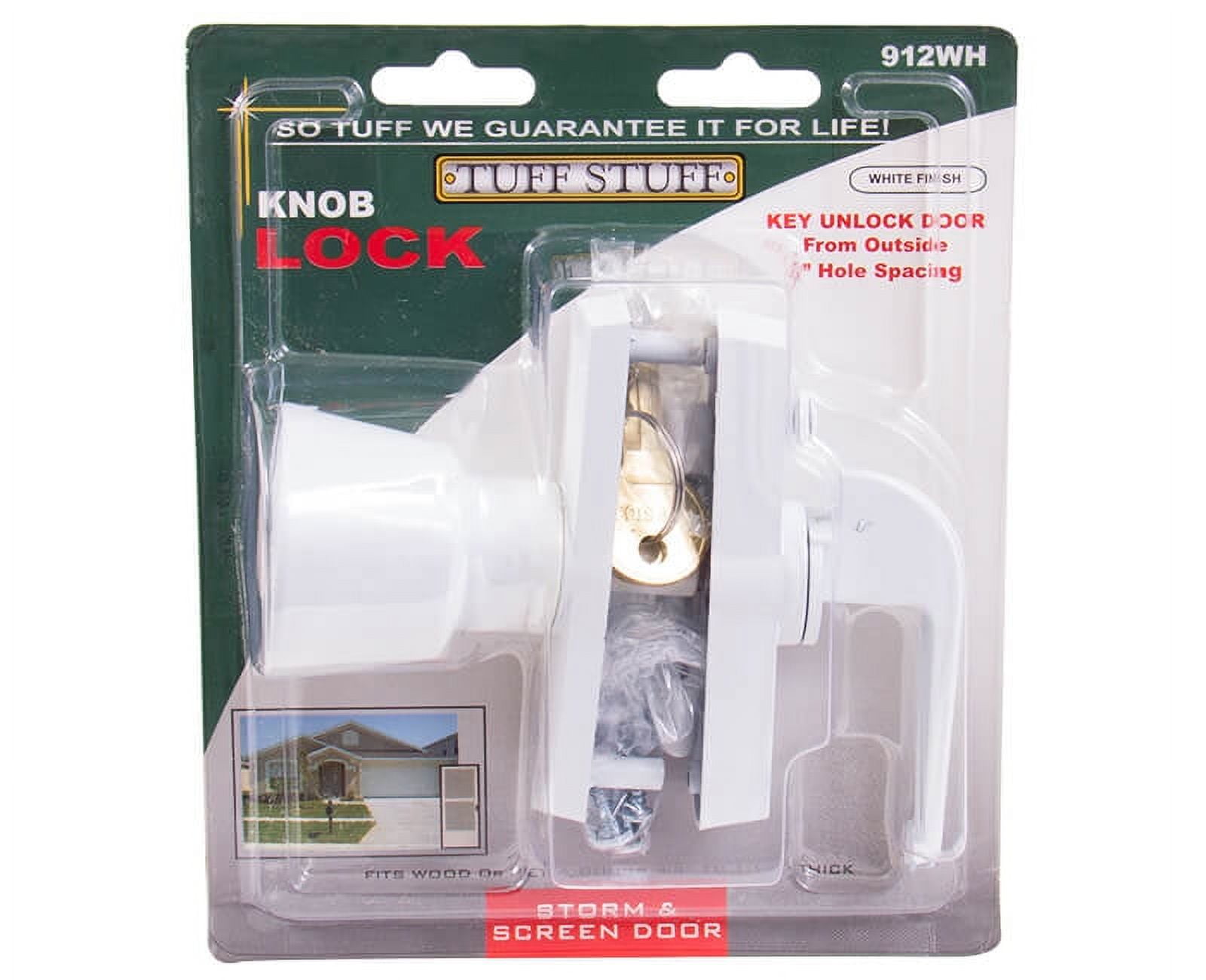 Tulip Knob Storm Door Latch With Key Cylinder - White... - Walmart.com
