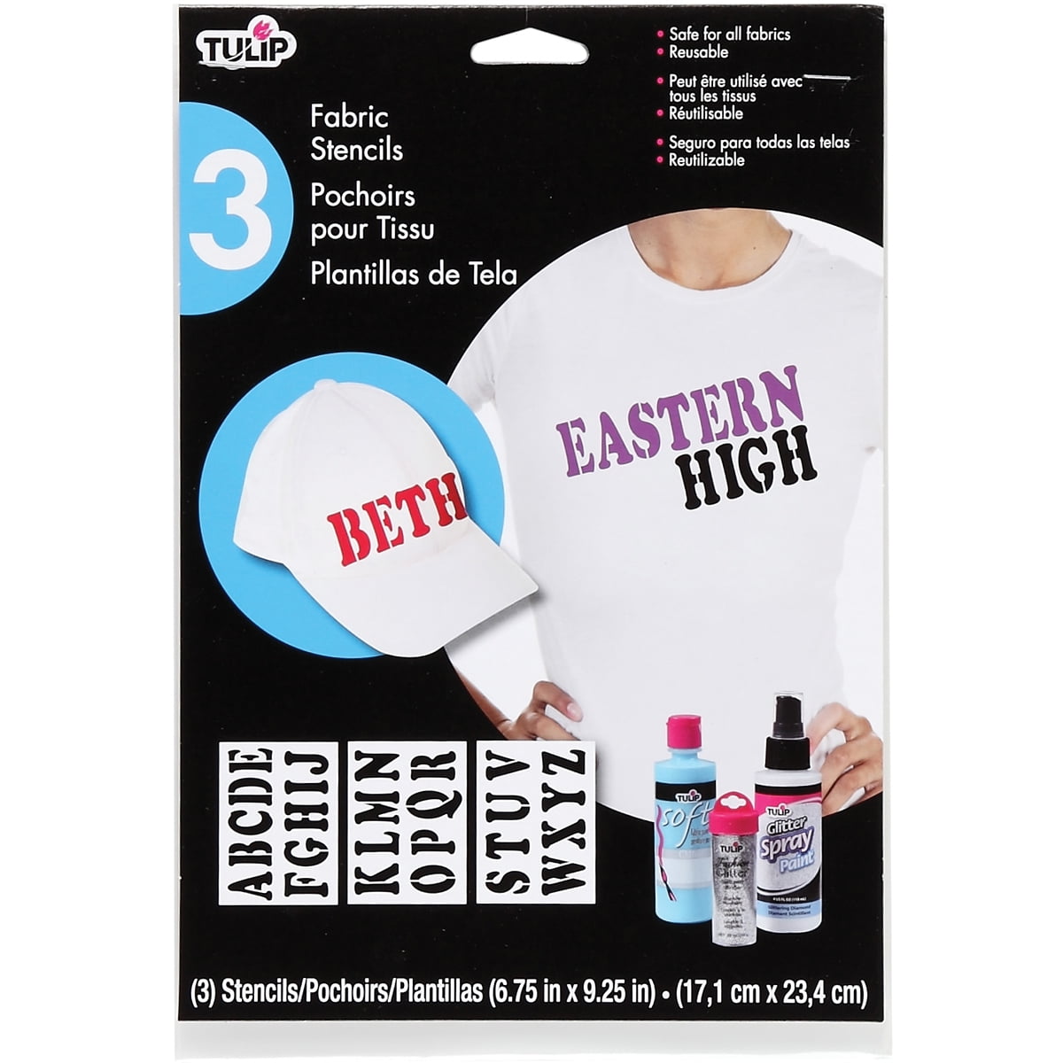 "Tulip Large Fabric Stencils 7""X9""-Cooper Alphabet 3/Pkg" - Walmart.com