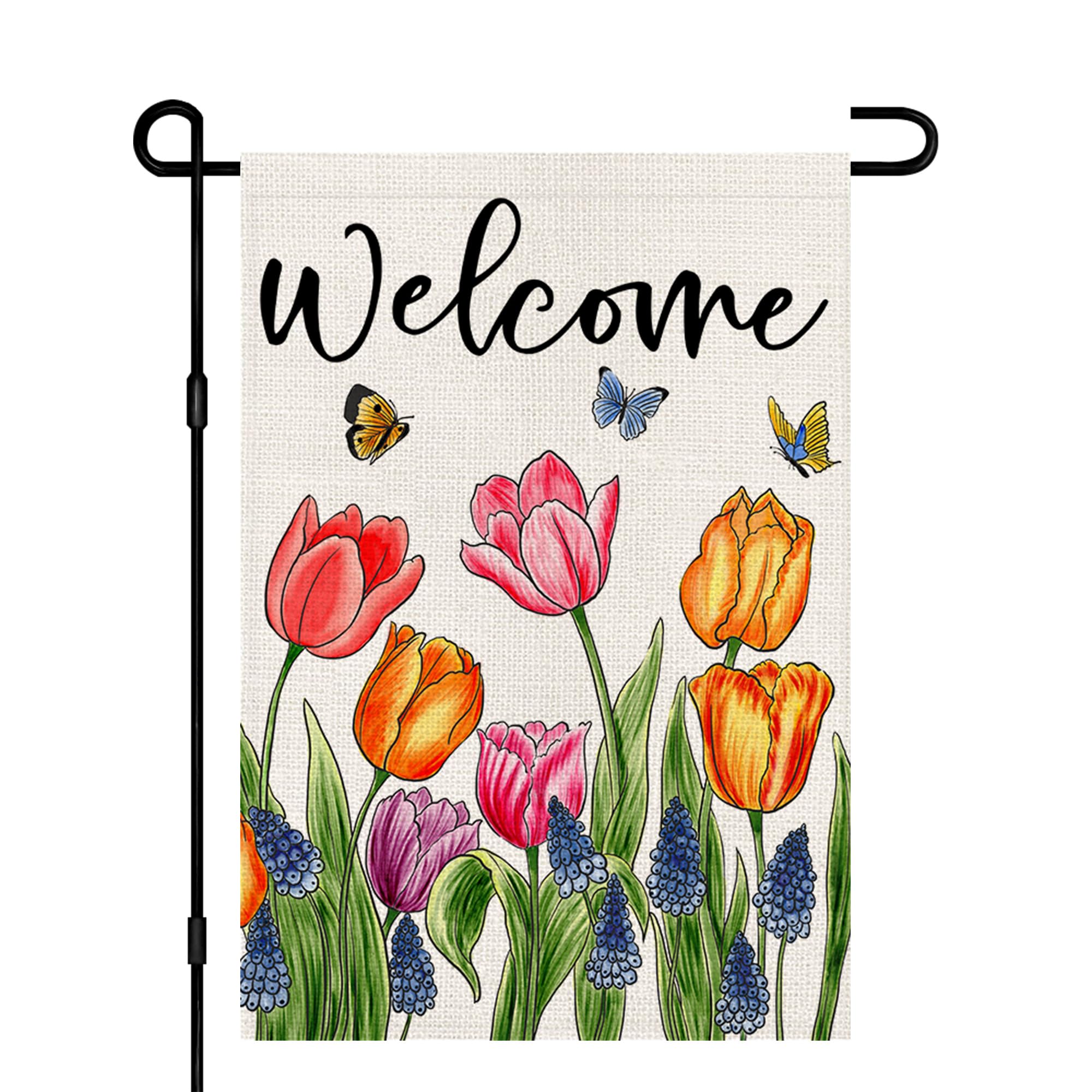 Tulip Lavender Garden EC36 Flags 12x18 Inch Burlap Double Sided Outside ...