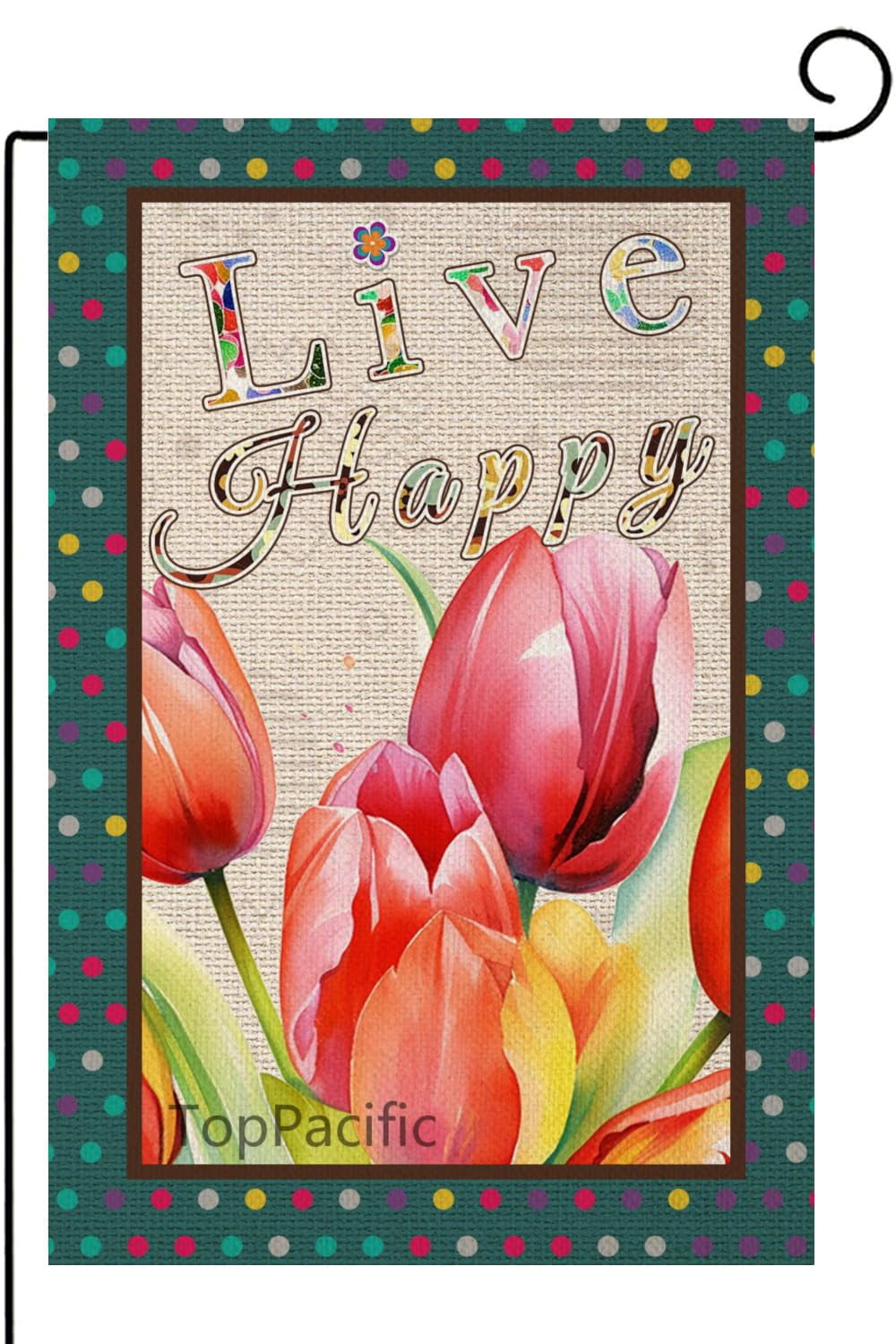 Tulip Live Happy Garden Flag Flower, Spring Summer Inspirational House ...